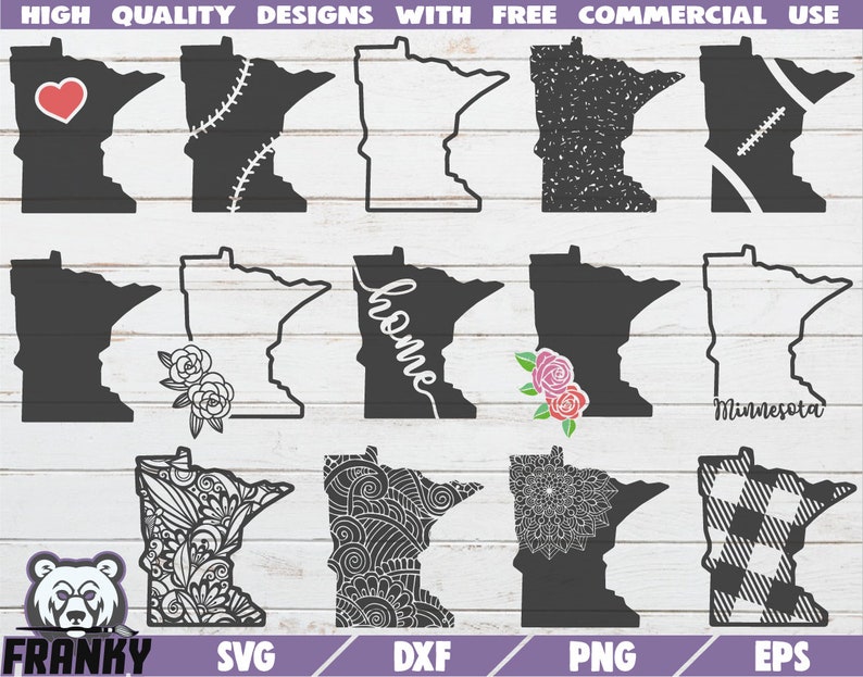 Minnesota SVG 14 Designs Cut Files DXF Files Minnesota - Etsy