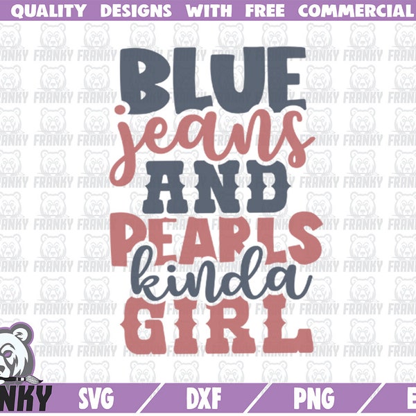 Blue Jeans and Pearls Svg - Etsy