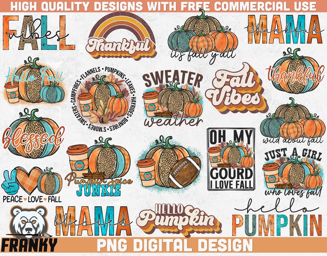 Fall Sublimation Bundle | 19 PNG Designs | Instant Download | Fall ...