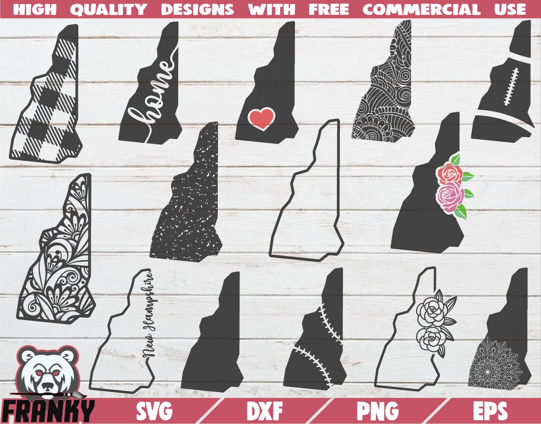 New Hampshire SVG - 14 Designs - Cut File - DXF File - New Hampshire ...