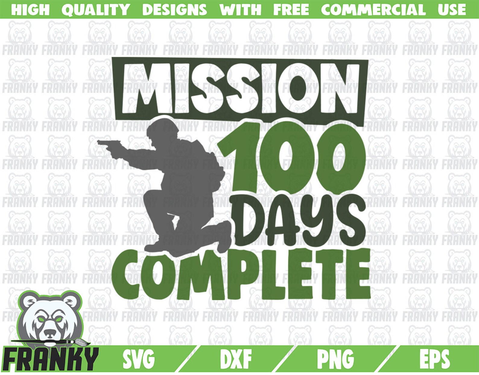 Mission 100 Days Complete SVG DXF File Cut File 100 Days | Etsy