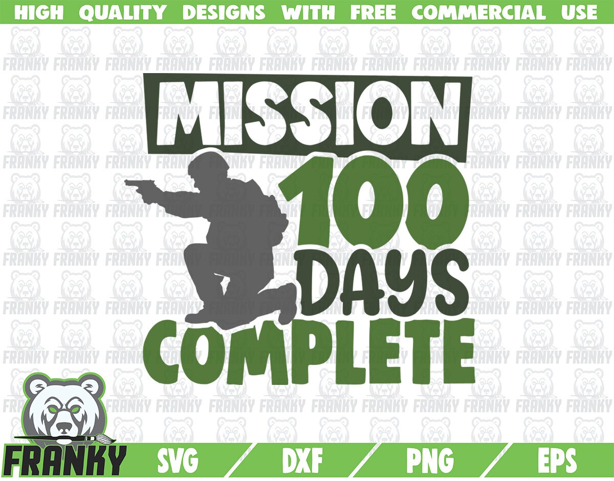 Mission 100 days complete SVG DXF file Cut file 100 days | Etsy