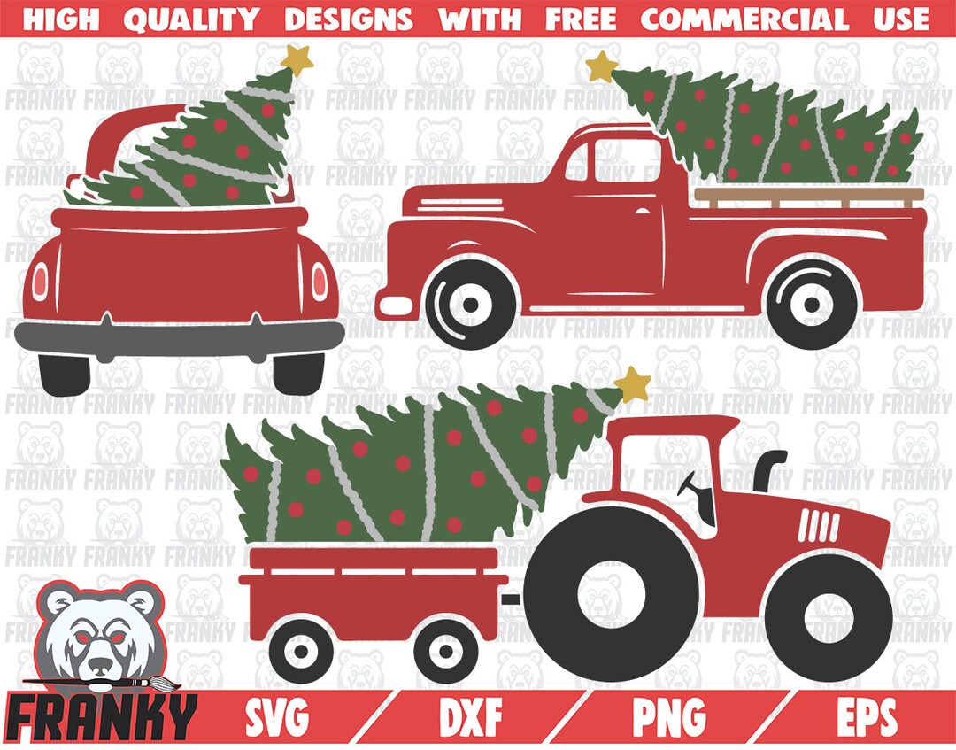 Truck With Christmas Tree SVG - Instant Download - Printable Cut Files ...