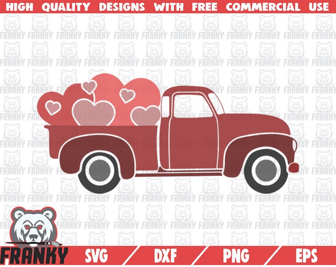 Loads of Love Valentine's Day Truck Cut & Color File - SVG, DXF, PNG ...