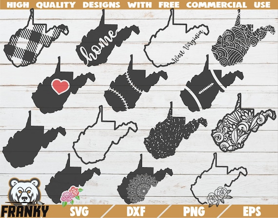 West Virginia SVG 14 Designs Cut Files DXF Files West - Etsy
