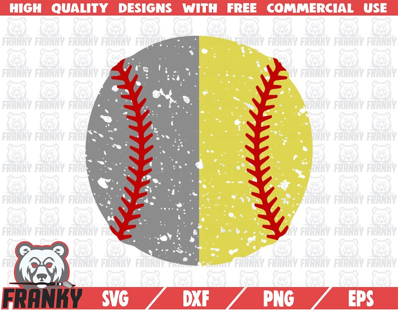 Split Baseball Softball Ball SVG Grunge Baseball Ball Svg - Etsy