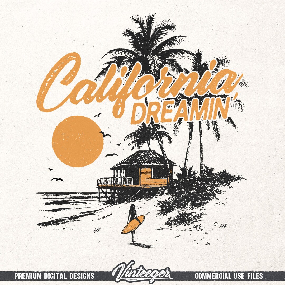 California Dreamin' PNG, Retro Beach T-shirt Design, Coastal Girl PNG ...