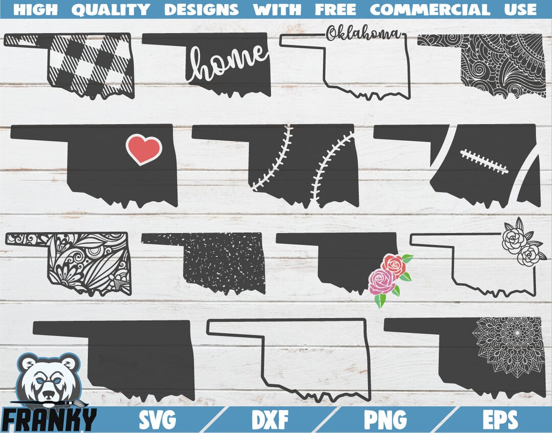 Oklahoma SVG - 14 Designs - Cut Files - DXF Files - Oklahoma State ...