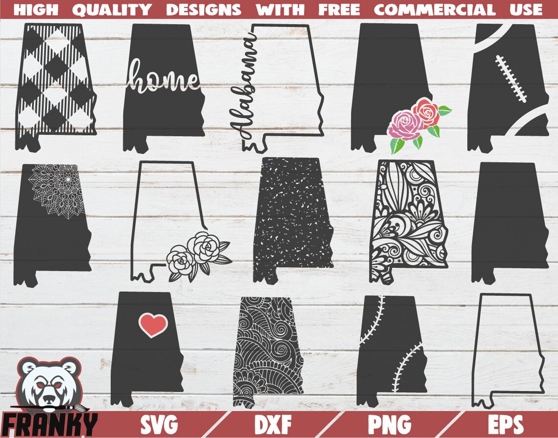 Alabama State SVG 14 Designs Cut Files DXF Files | Etsy