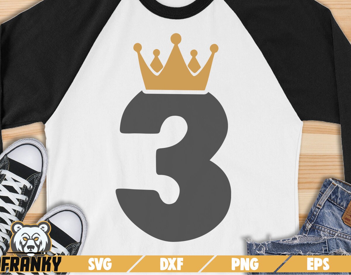 Tres con corona SVG Archivo de corte Archivo DXF Número - Etsy México