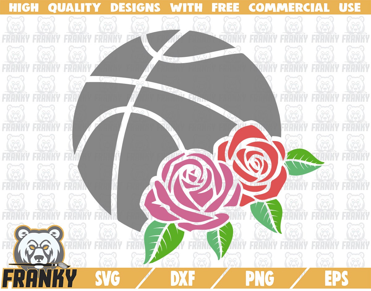 Basketball Ball With Roses SVG Cut File DXF File - Etsy
