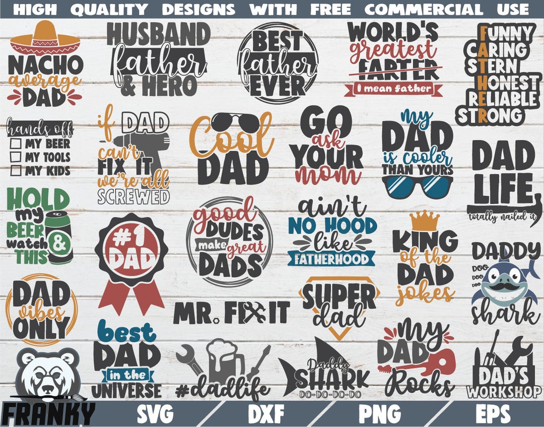 Dad Life Bundle SVG - 25 Designs - Cut Files - DXF Files - Father ...