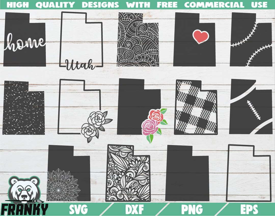 Utah SVG - 14 Designs - Cut Files - DXF Files - Utah State Outline SVG ...
