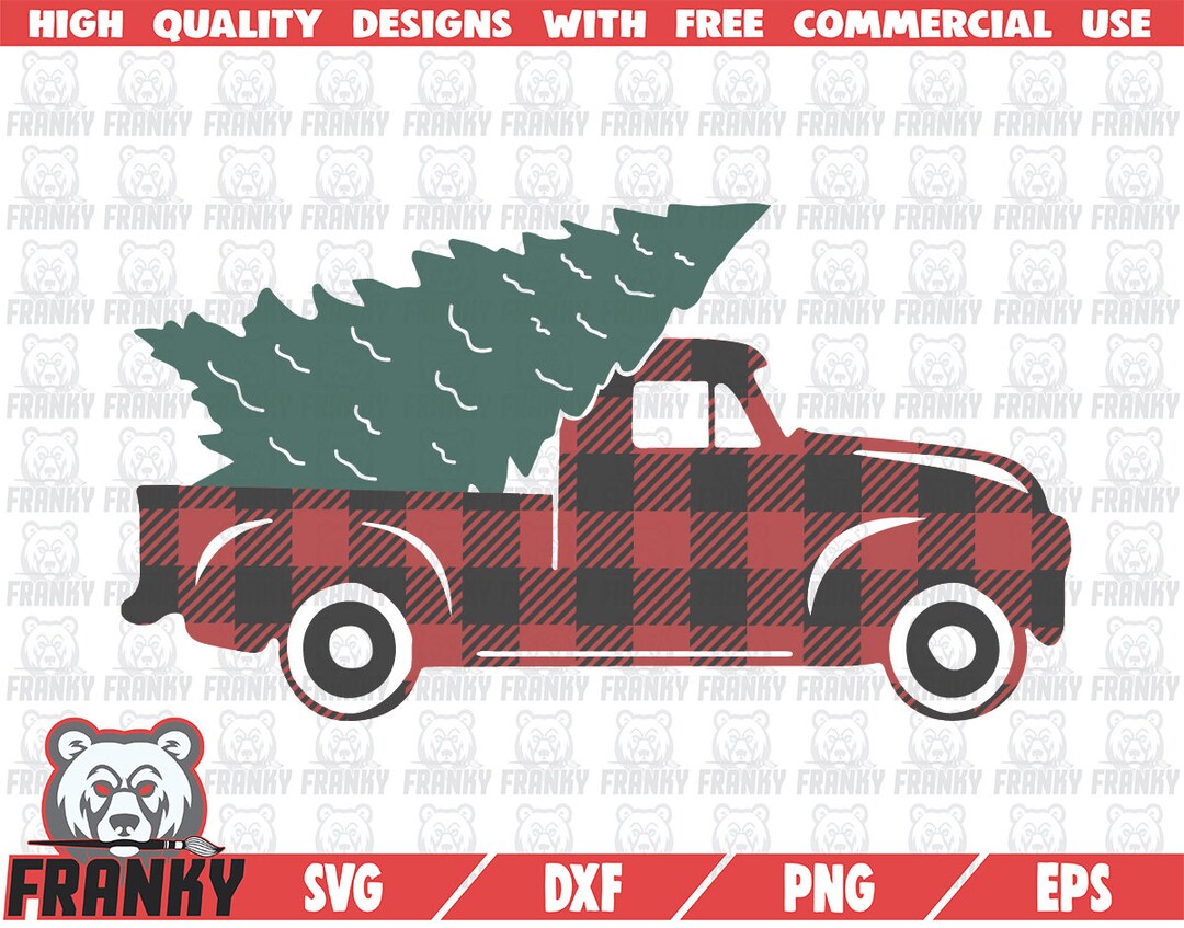 Plaid Christmas Truck SVG - Cut File - DXF File - Buffalo Plaid SVG ...