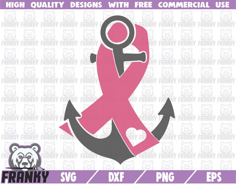 Pink Ribbon Anchor SVG DXF File Cut File Anchor Svg - Etsy