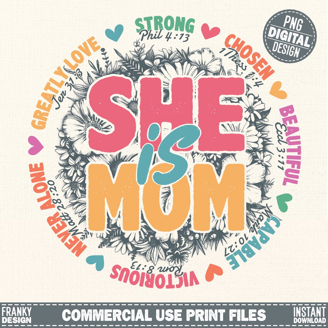 She is Mom Png | Retro Mother Shirt Design | Mother's Day Gift Png ...