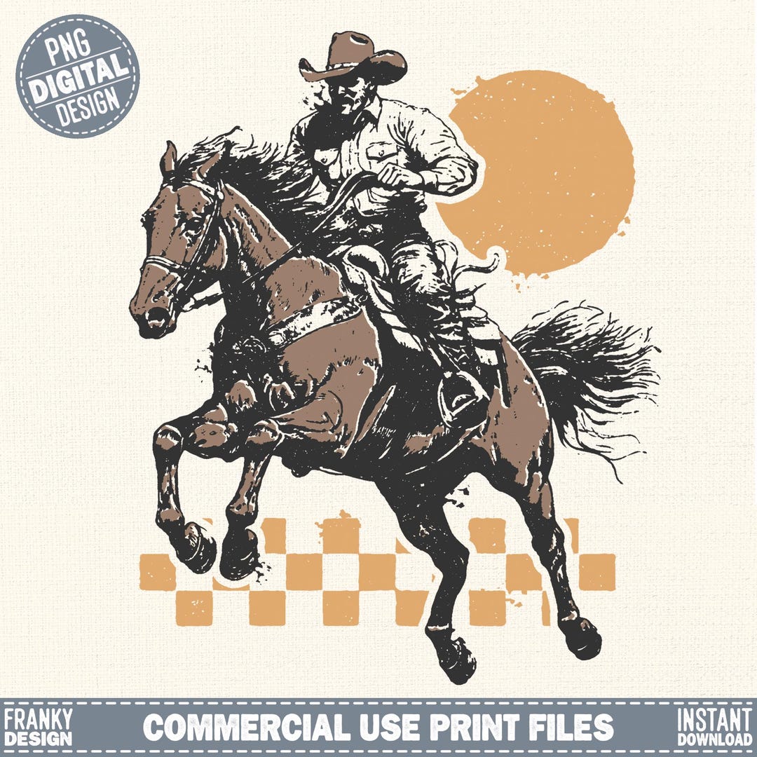 Retro Cowboy Design PNG - Western Digital Graphic for Sublimation and ...