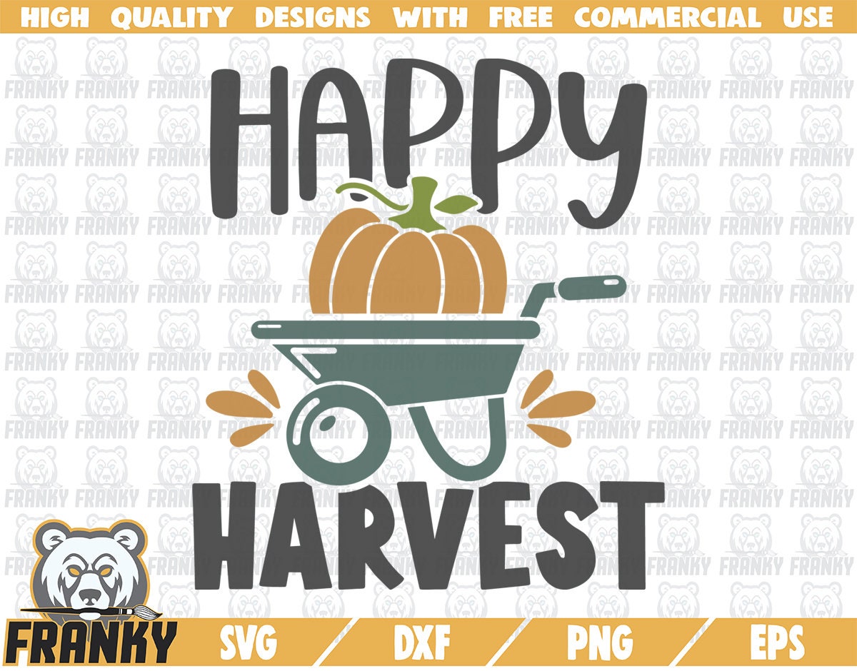 Happy Harvest SVG Cut File DXF File Autumn Harvest SVG - Etsy