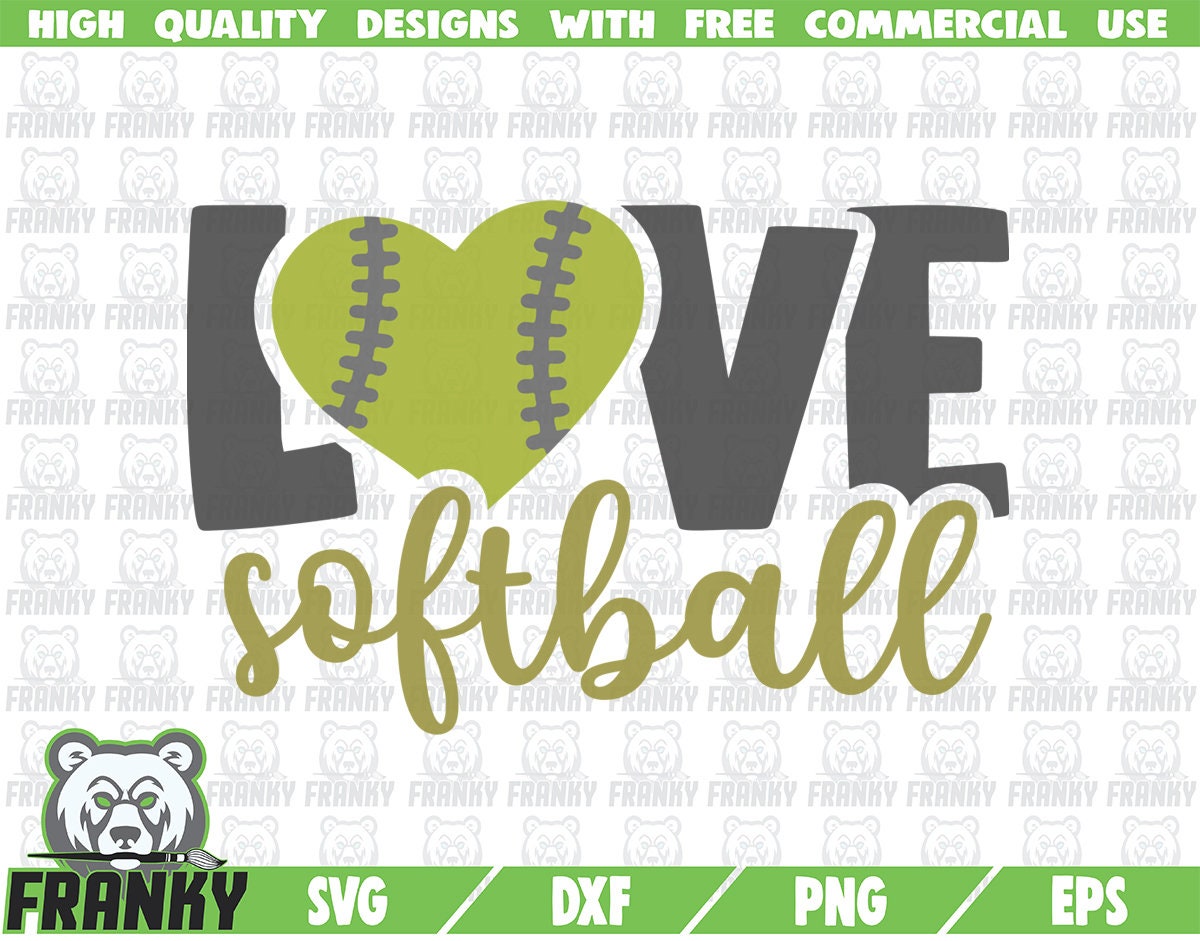 Love Softball SVG Cut file DXF file Softball shirt | Etsy