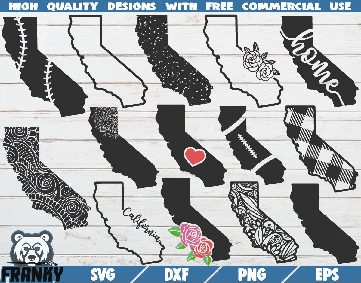 Art & Collectibles California PNG California Cut Files California State ...