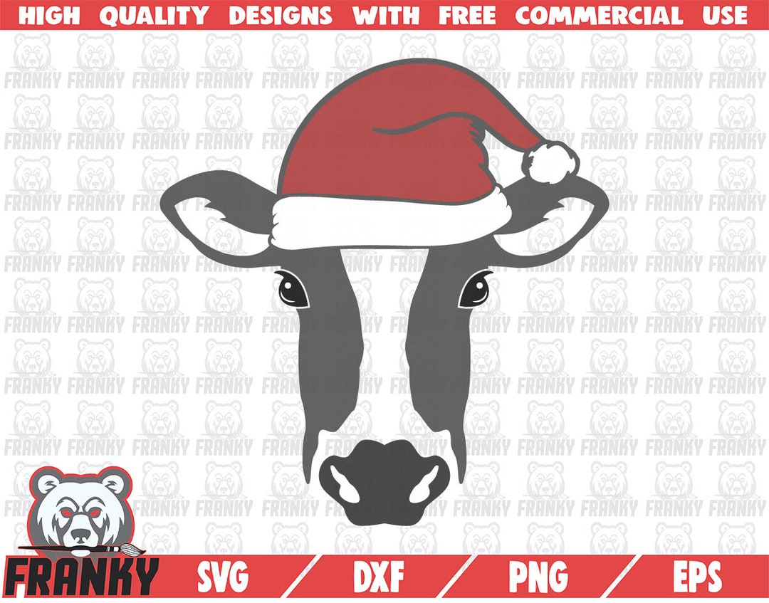 Christmas Cow SVG - Cut File - DXF File - Christmas Heifer SVG - Santa ...