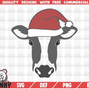 Christmas Cow SVG - Cut File - DXF File - Christmas Heifer SVG - Santa ...