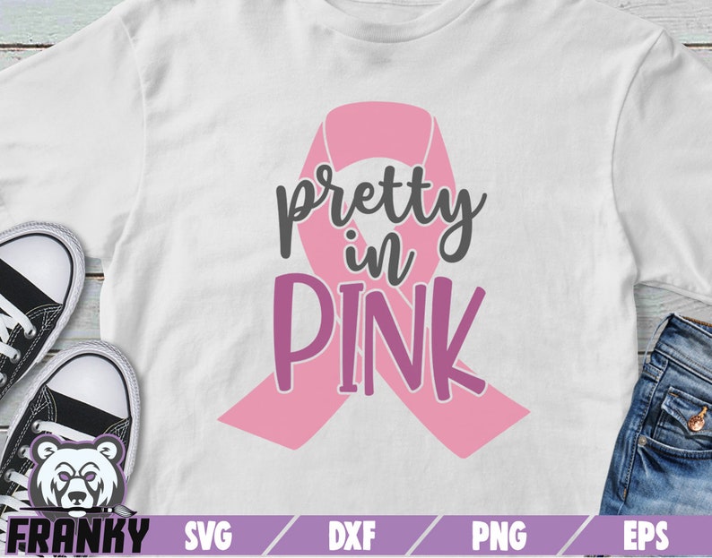 Pretty in Pink SVG DXF File Cut File Pink Ribbon Svg | Etsy