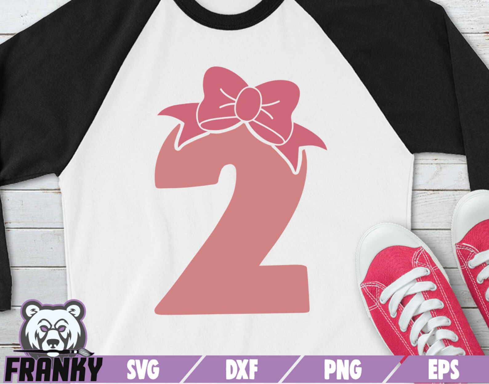 Two with bow SVG Cut file DXF file Two years birthday | Etsy