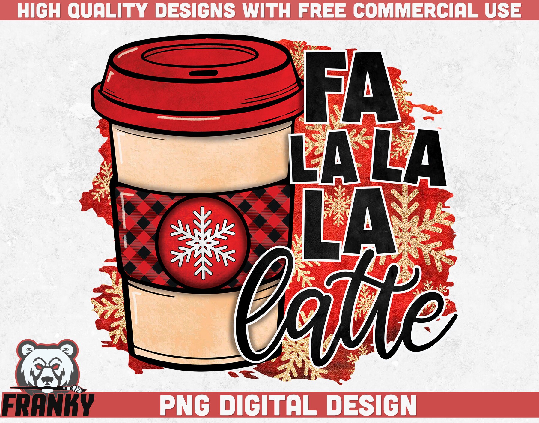 Fa La La La Latte PNG Sublimation Design Funny Christmas - Etsy