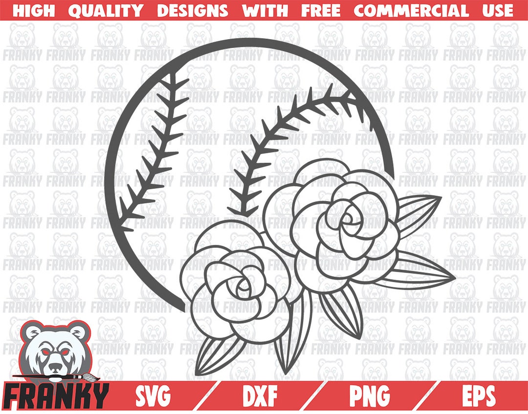 Baseball Ball SVG - Cut File - DXF File - Flowers SVG - Baseball Girl ...