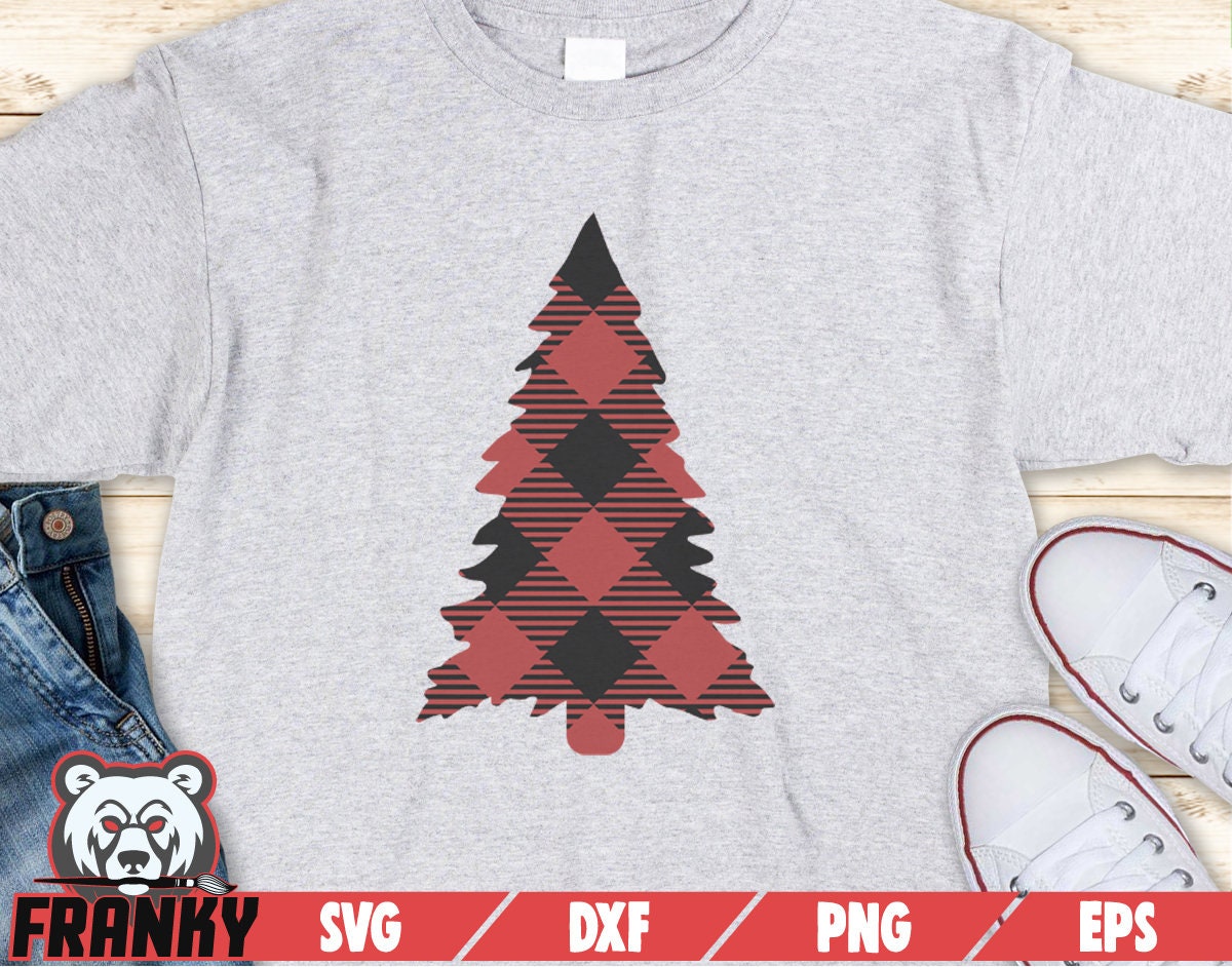 Plaid Christmas Tree SVG Cut File DXF File Buffalo Plaid | Etsy