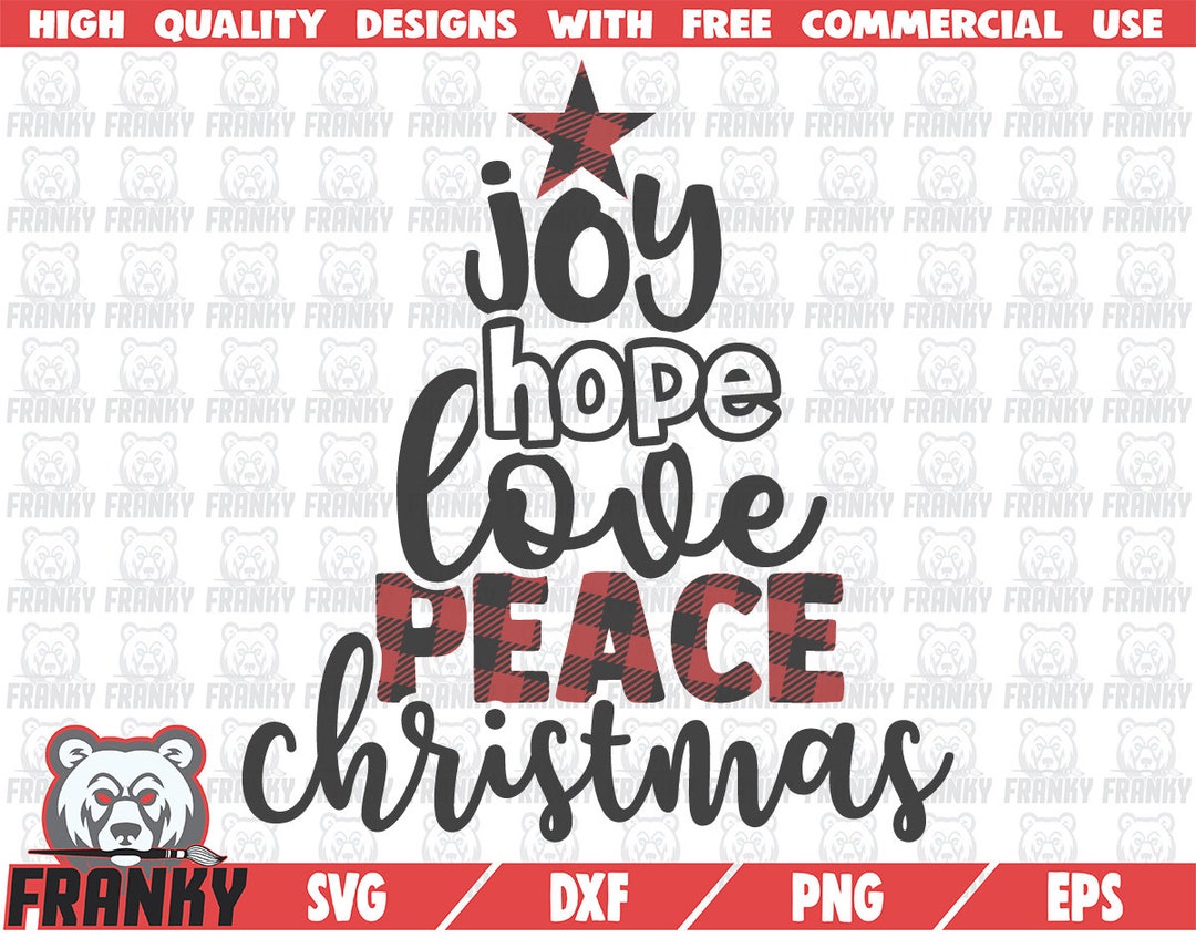 Caligraphyc Christmas Tree SVG - Joy - Hope - Love - Peace - Christmas ...