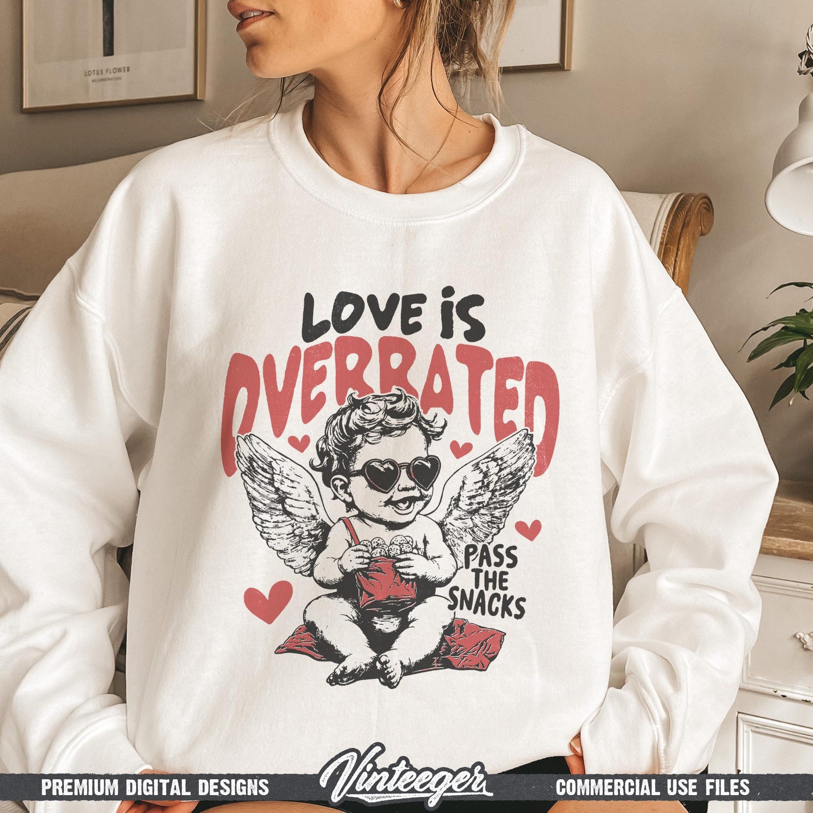 Love is Overrated PNG - Funny Valentine's Day Graphic PNG - Valentine ...