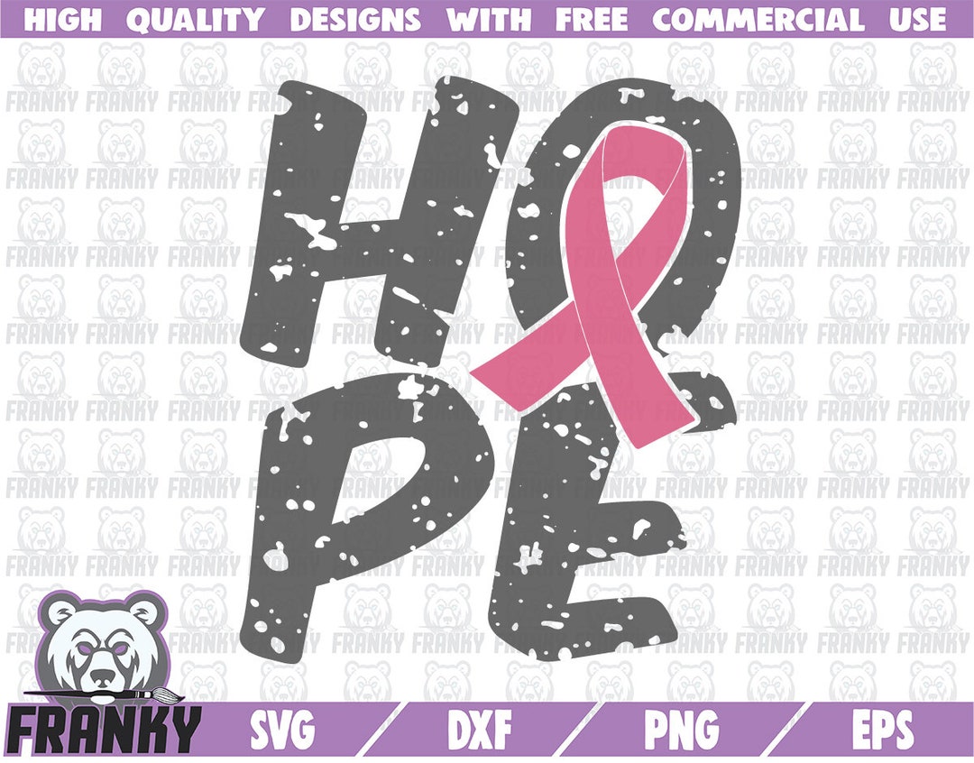 Hope SVG - DXF File - Cut File - Pink Ribbon Svg - Distressed - Breast ...