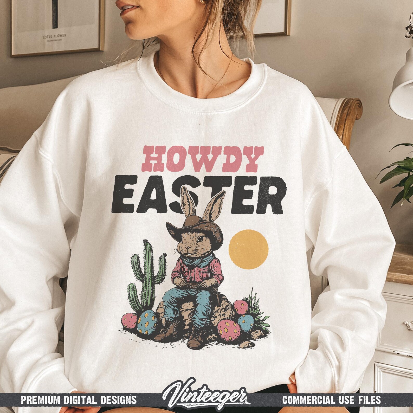 Howdy Easter PNG - Cowboy Easter Bunny T-shirt Design PNG, Western ...