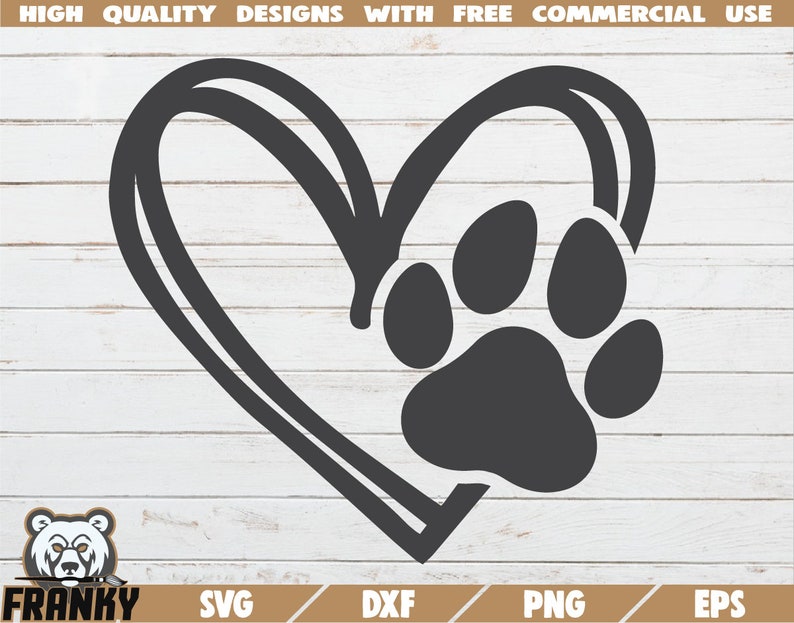 Heart With Paw Print SVG Instant Download Printable Cut | Etsy