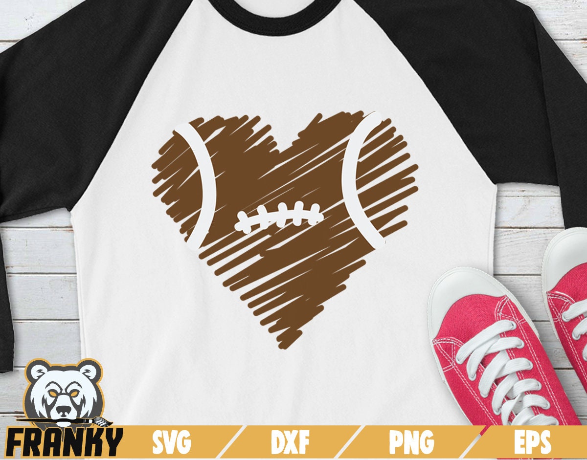 Hand Drawn Football Heart SVG Cut File DXF File Love | Etsy