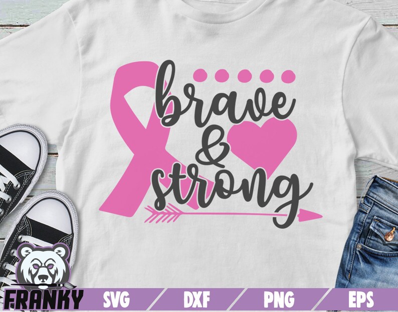 Brave and Strong SVG Cut File DXF File Cancer Awareness - Etsy
