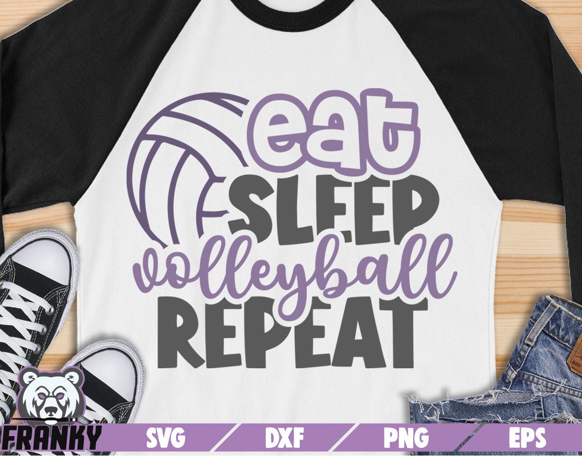 Eat sleep Volleyball repeat SVG Cut file DXF file | Etsy