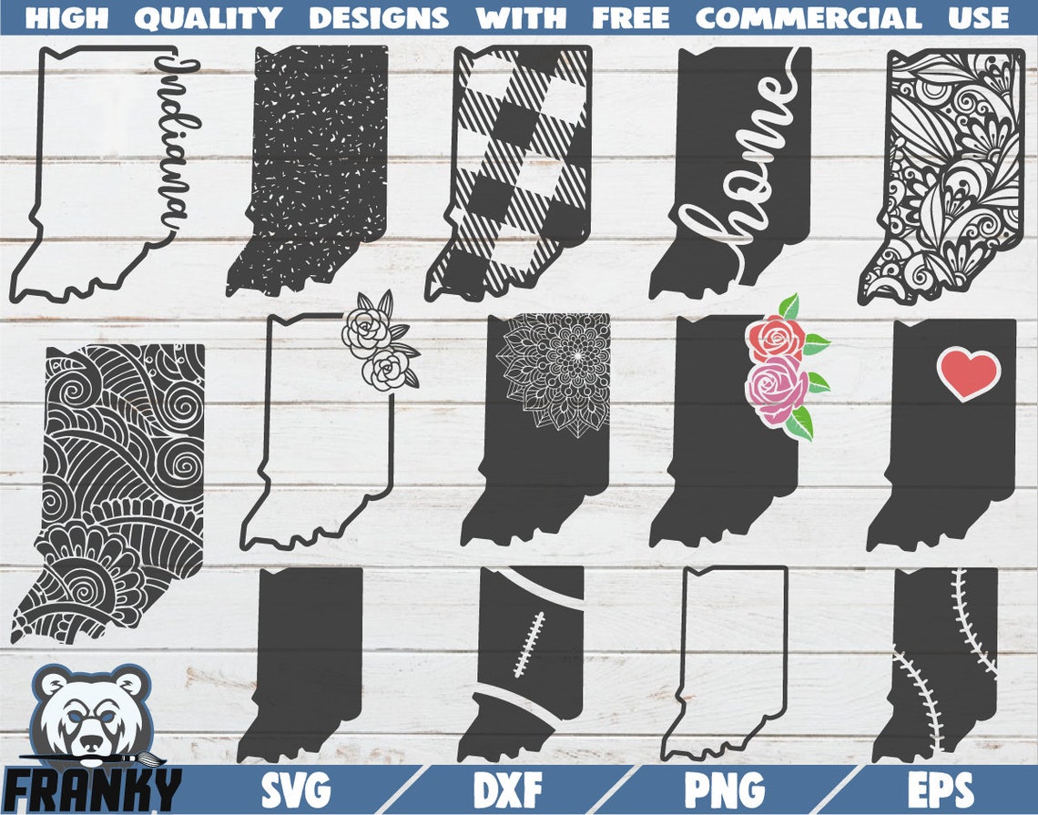 Indiana SVG 14 Designs Cut Files DXF Files Indiana | Etsy
