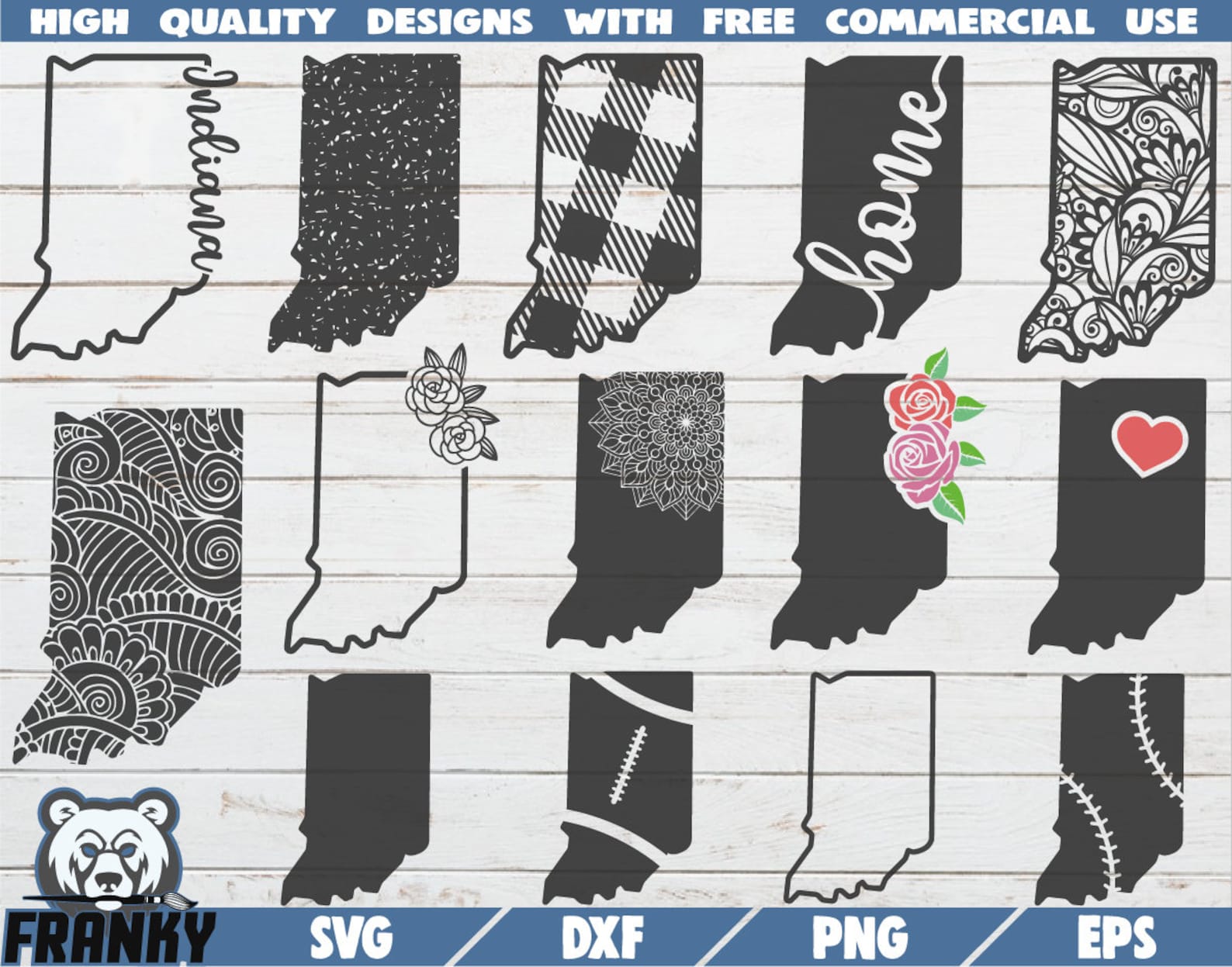 Indiana SVG 14 Designs Cut Files DXF Files Indiana | Etsy