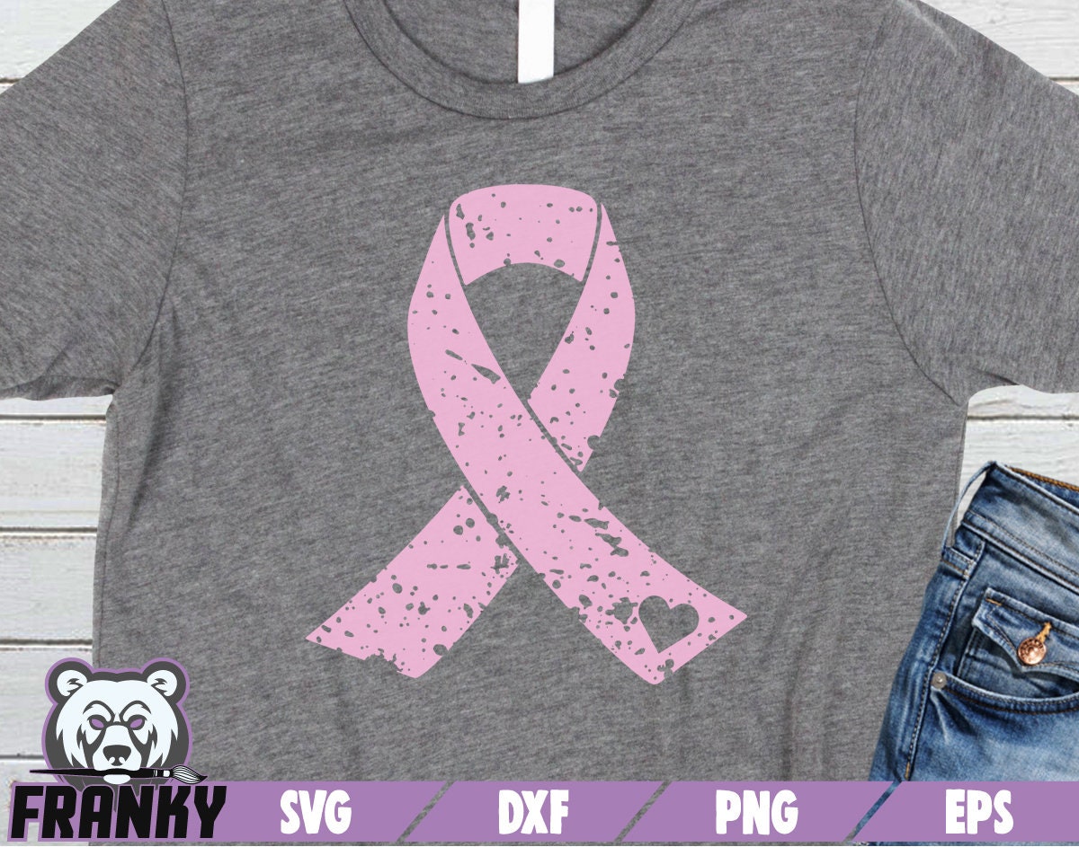 Distressed Pink Ribbon SVG DXF File Cut File Awareness - Etsy