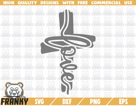 Love Cross SVG Cut File DXF File Christian SVG - Etsy UK