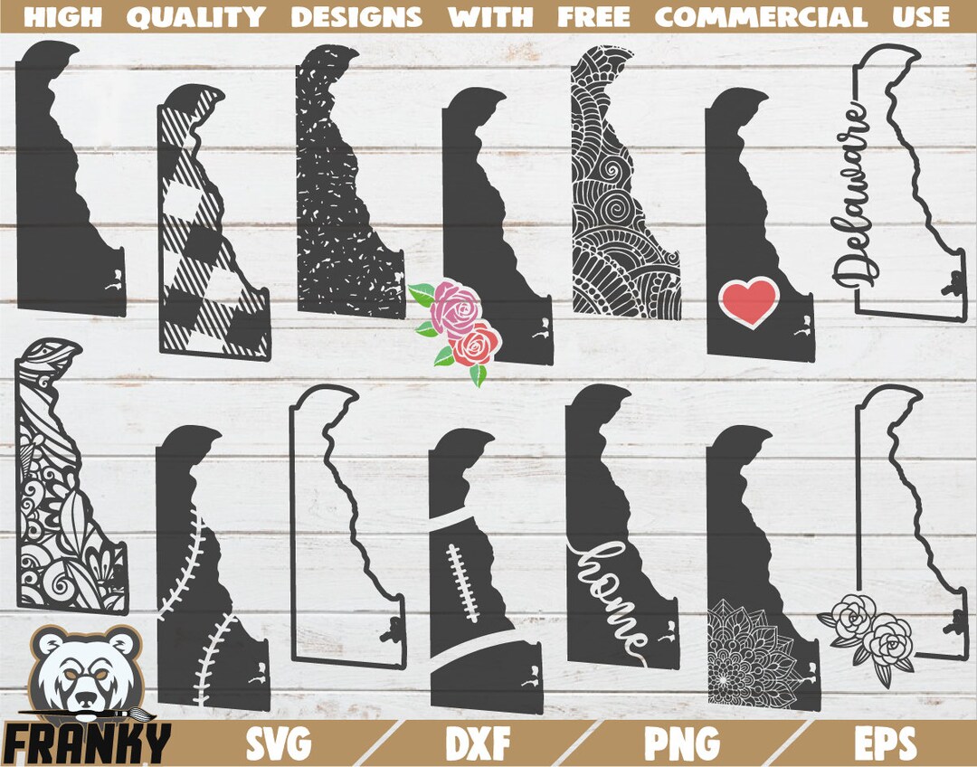 Delaware SVG - 14 Designs - Cut Files - DXF Files - Delaware State ...