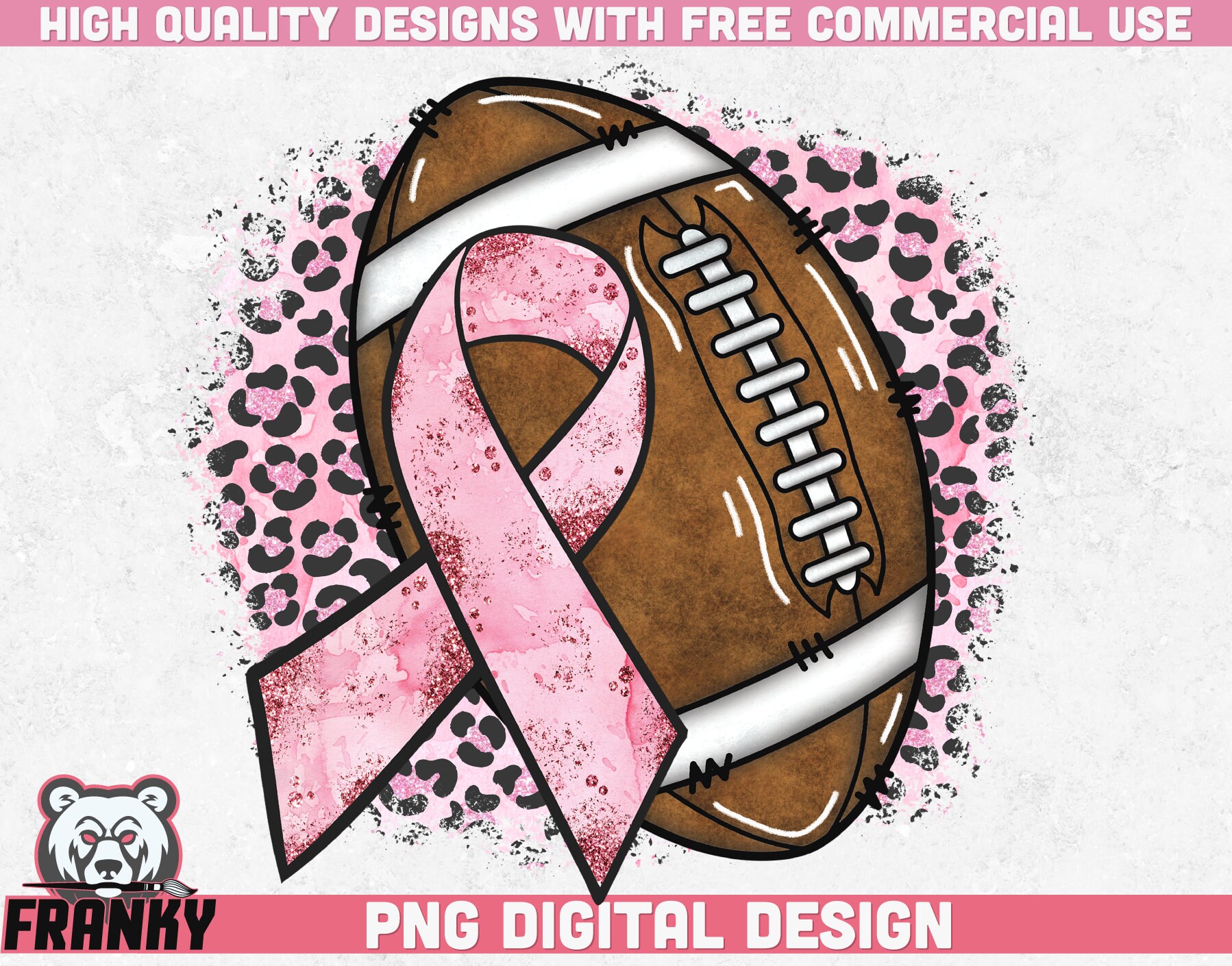 Football with ribbon PNG Sublimation design Breast cancer | Etsy