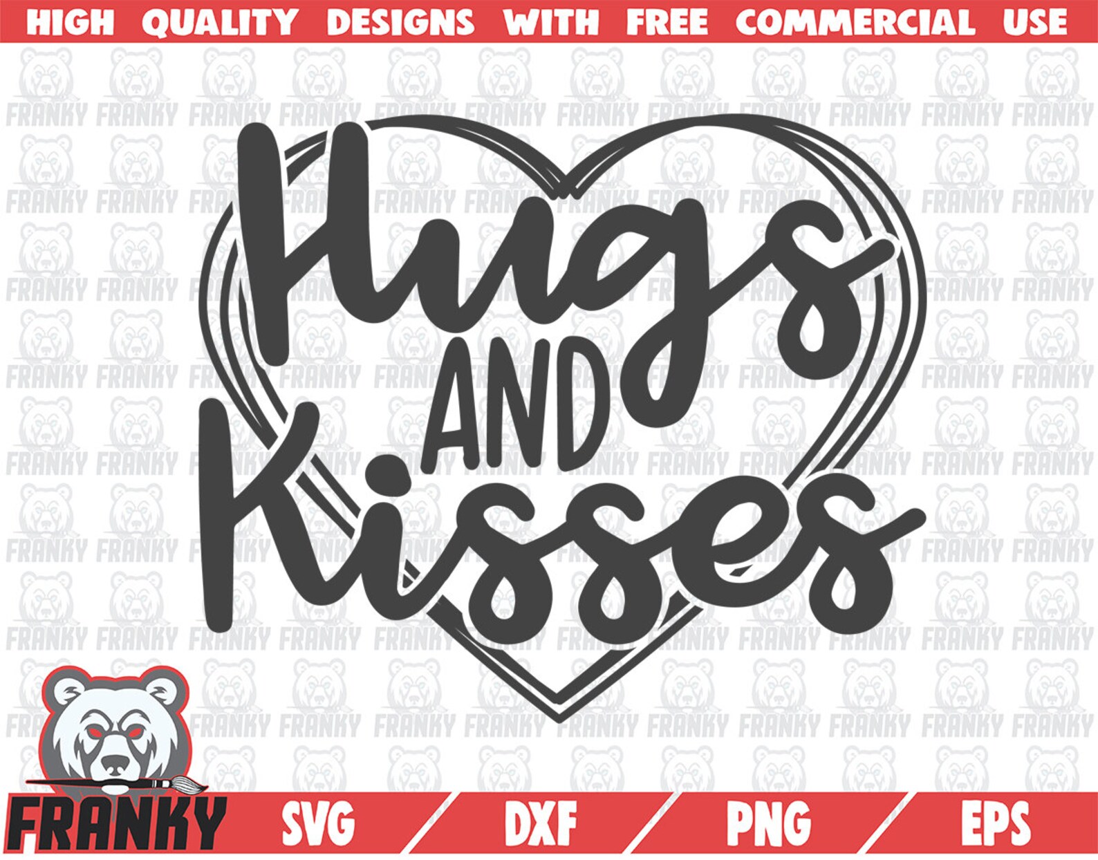 Hugs and Kisses SVG Valentine's Day Svg - Etsy