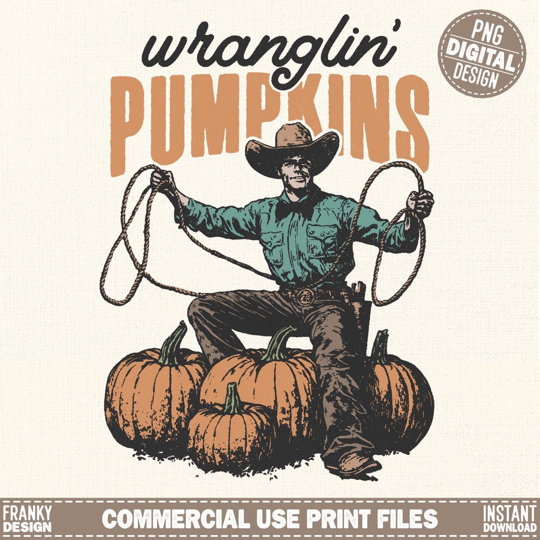 Retro Fall Sublimation Design Png – Western Cowboy Pumpkin Graphic for ...