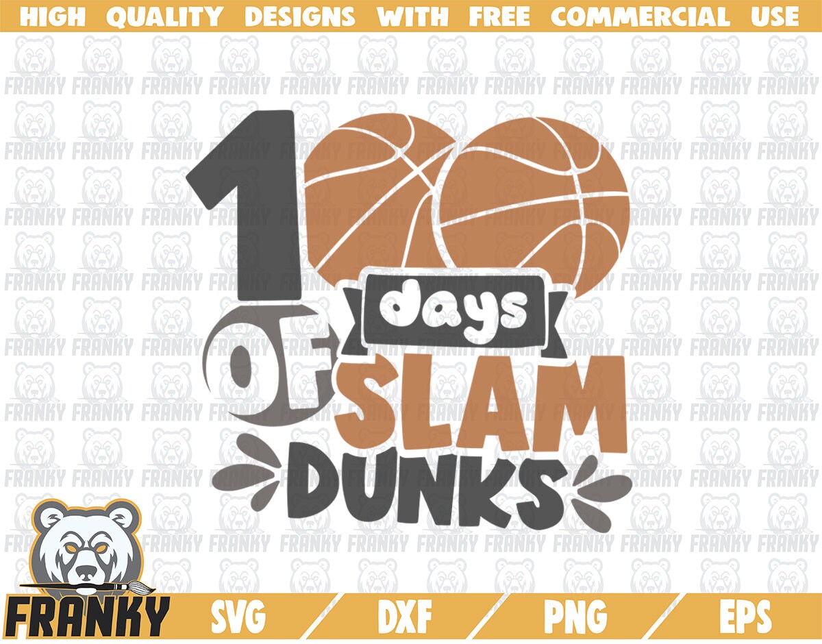 100 Days of Slam Dunks SVG DXF File Cut File 100 Days of | Etsy