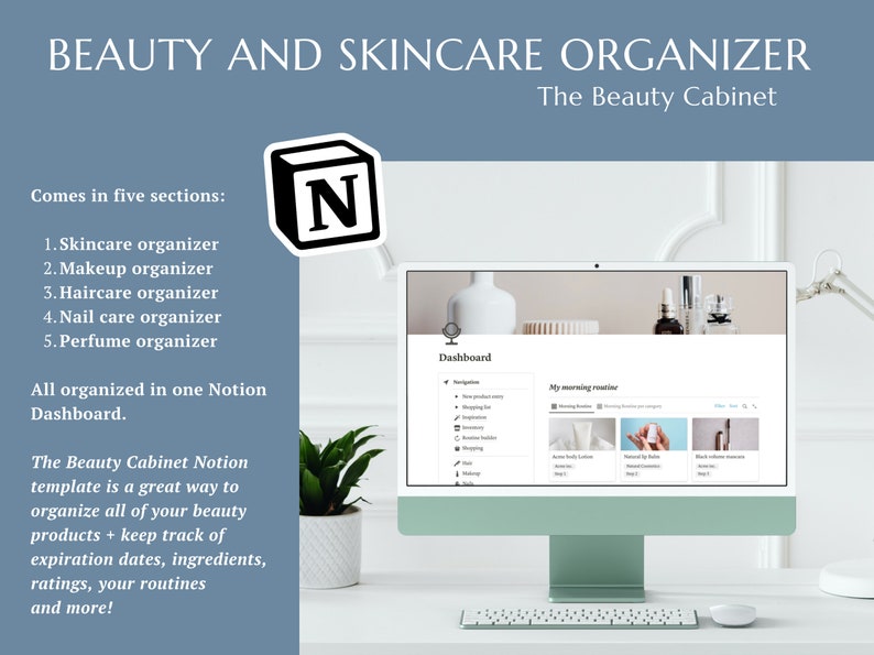 Beauty and Skincare Organizer Notion Template, Makeup Organizer All in ...