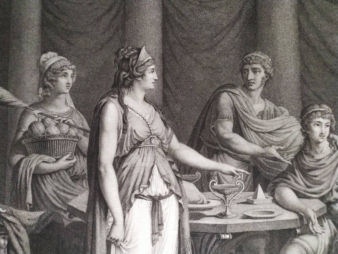 Greek Mythology Etching After French Antique Oil Painting Engraving ...
